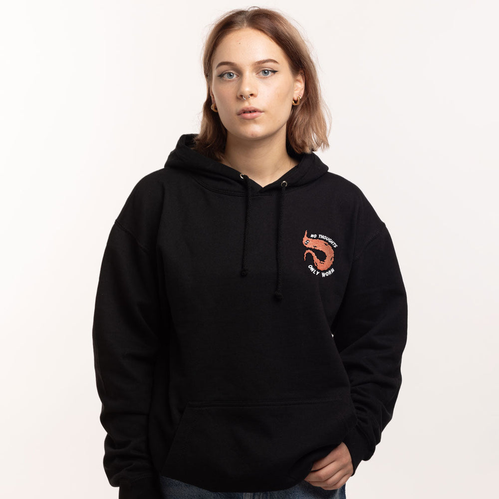 Orange Worm On A String Embroidered Hoodie (Unisex) | Sassy Spud