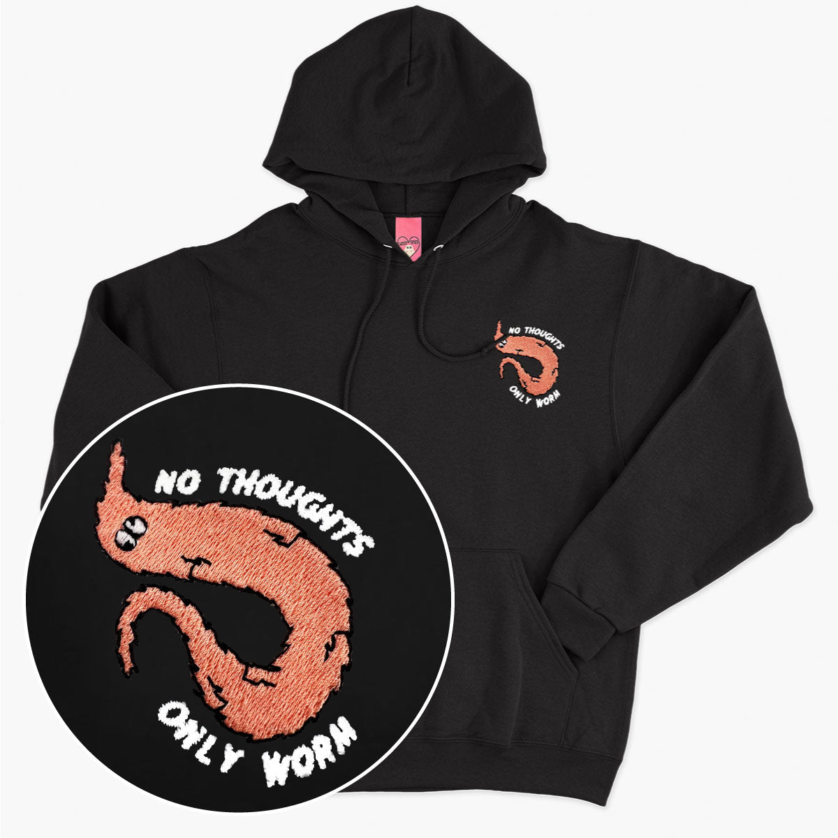 Orange Worm On A String Embroidered Hoodie (Unisex) | Sassy Spud