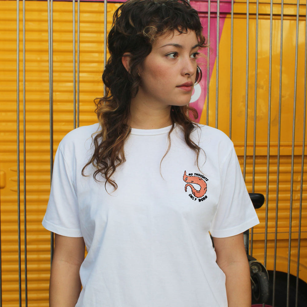 Orange Worm On A String Embroidered T-Shirt (Unisex) | Sassy Spud