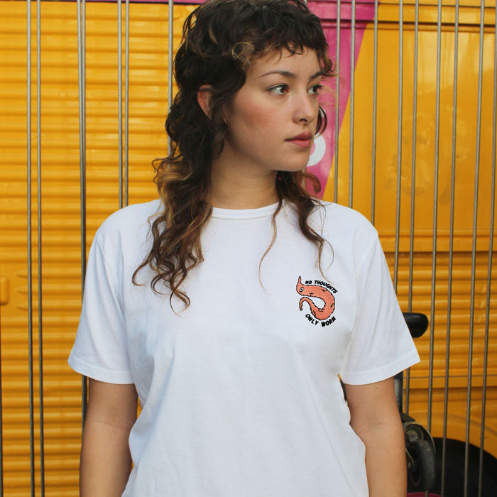 Orange Worm On A String Embroidered T-Shirt (Unisex) | Sassy Spud