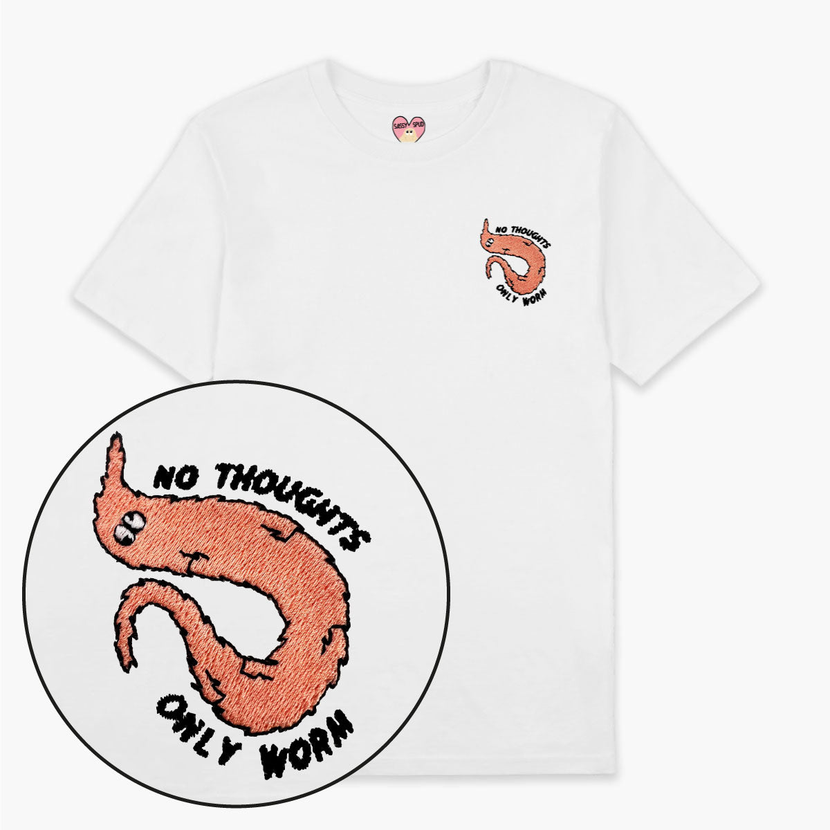 Orange Worm On A String Embroidered T-Shirt (Unisex) | Sassy Spud