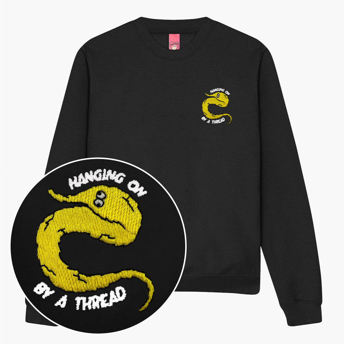 Yellow Worm On A String Embroidered Sweatshirt (Unisex) | Sassy Spud